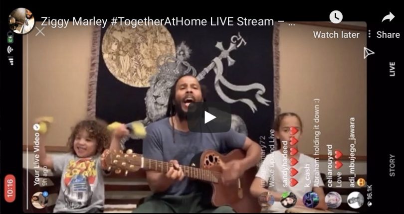 Ziggy Marley performs live on his Instagram, as part of the Together At ...